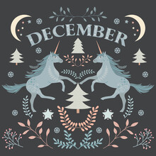 Christmas Unicorn Calendar Art Free Stock Photo - Public Domain Pictures