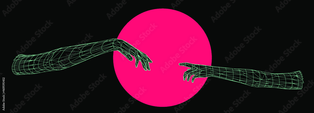 Vector 3D model of hands going to touch together, reminiscent of ...