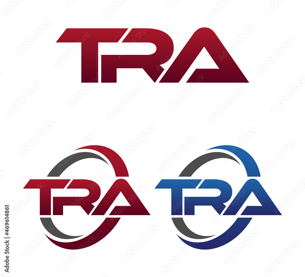 Modern 3 Letters Initial logo Vector Swoosh Red Blue TRA Stock Vector ...