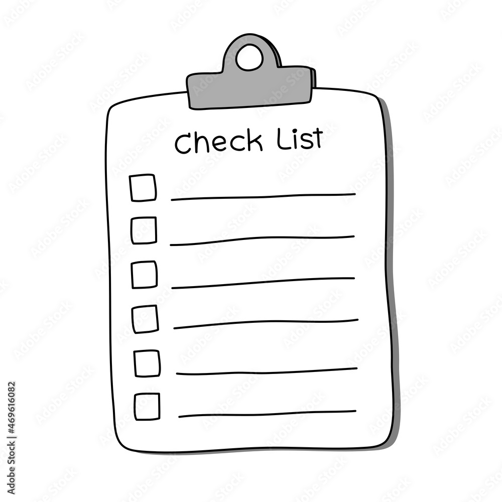 Hand draw check list, doodle clipboard check mark, to do list, vector illustration Stock Vector ...