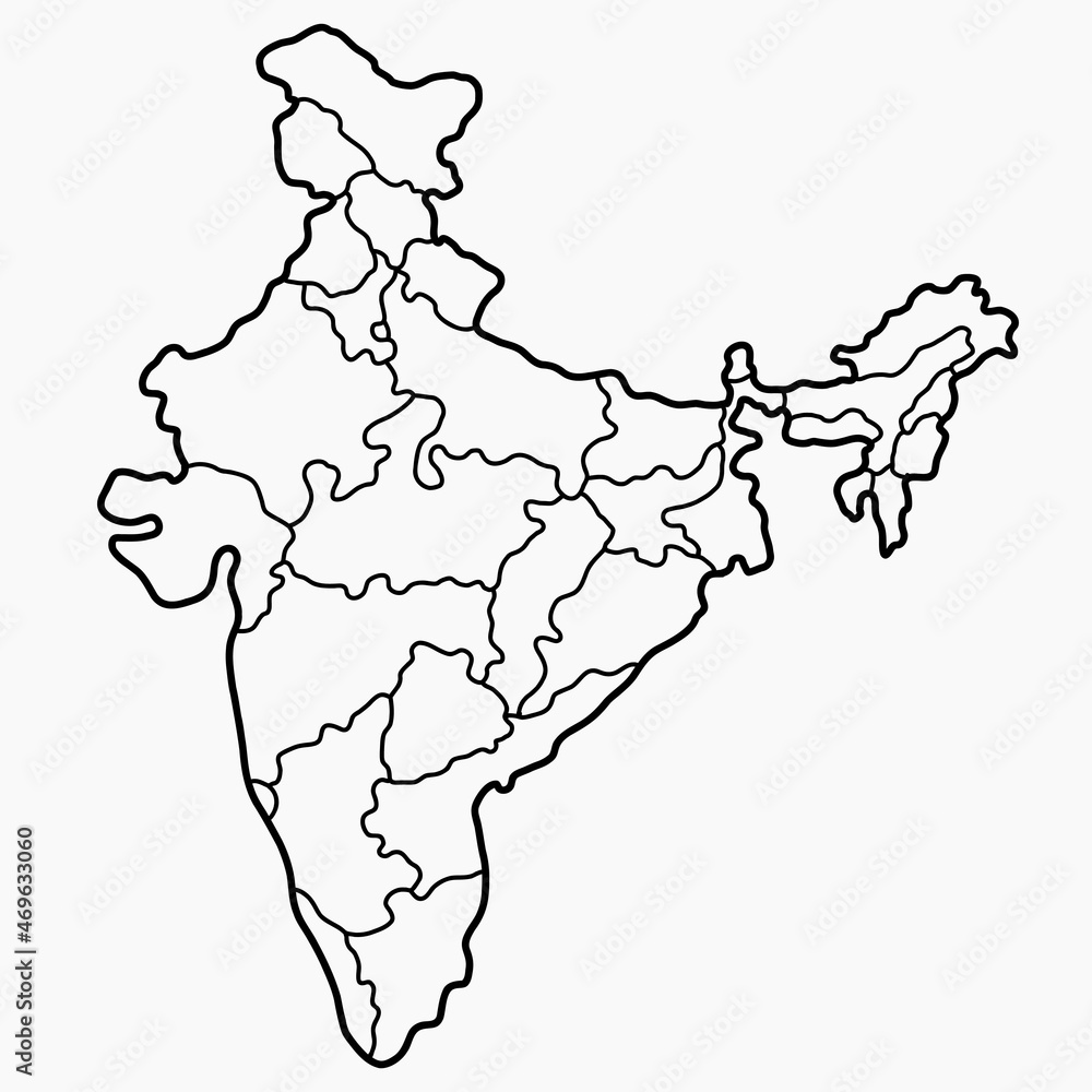 doodle freehand drawing of india map. Stock Vector | Adobe Stock
