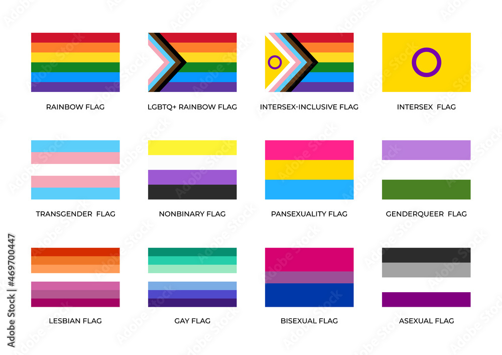 LGBTQ Pride Flags. LGBT community. Sexual identity Stock Vector | Adobe ...