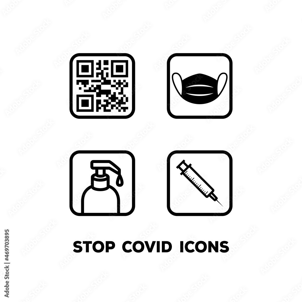 covid icons square pictogrammes Stock Vector | Adobe Stock