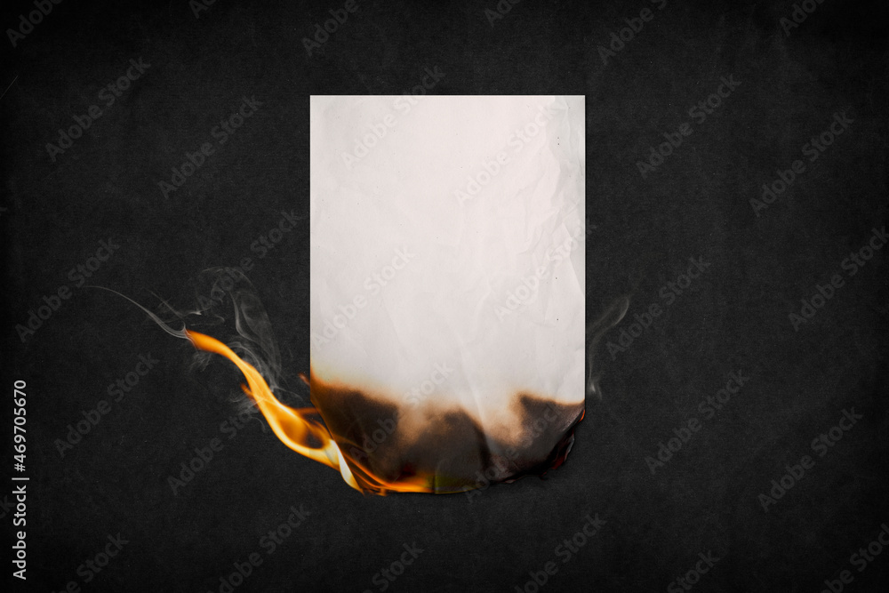 Burning poster, fire blank paper high resolution image Stock Photo ...