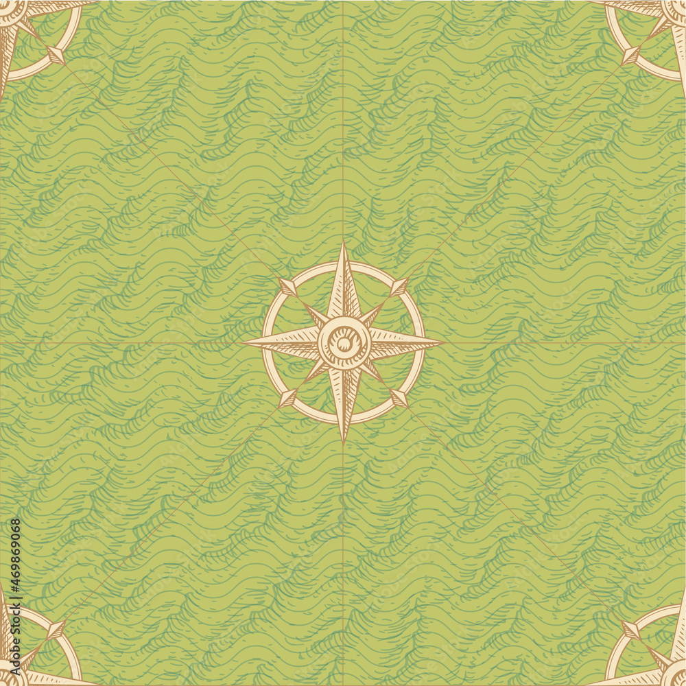 vector image of ancient nautical chart of sea routes of medieval ships ...