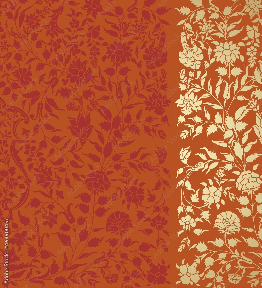 wedding card design, traditional paisley floral pattern , royal India ...