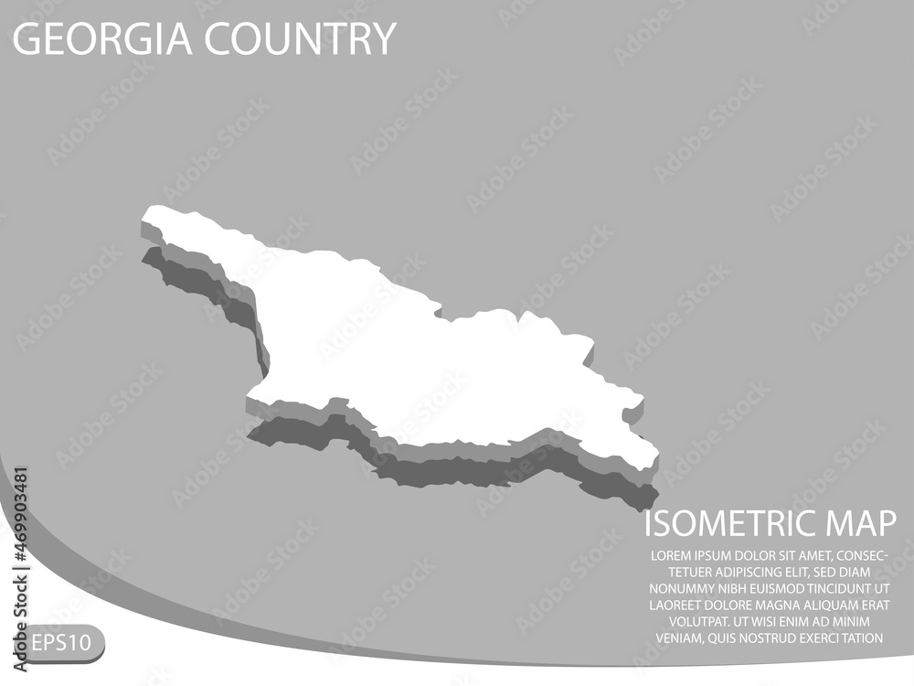 white isometric map of Georgia country elements gray background for ...