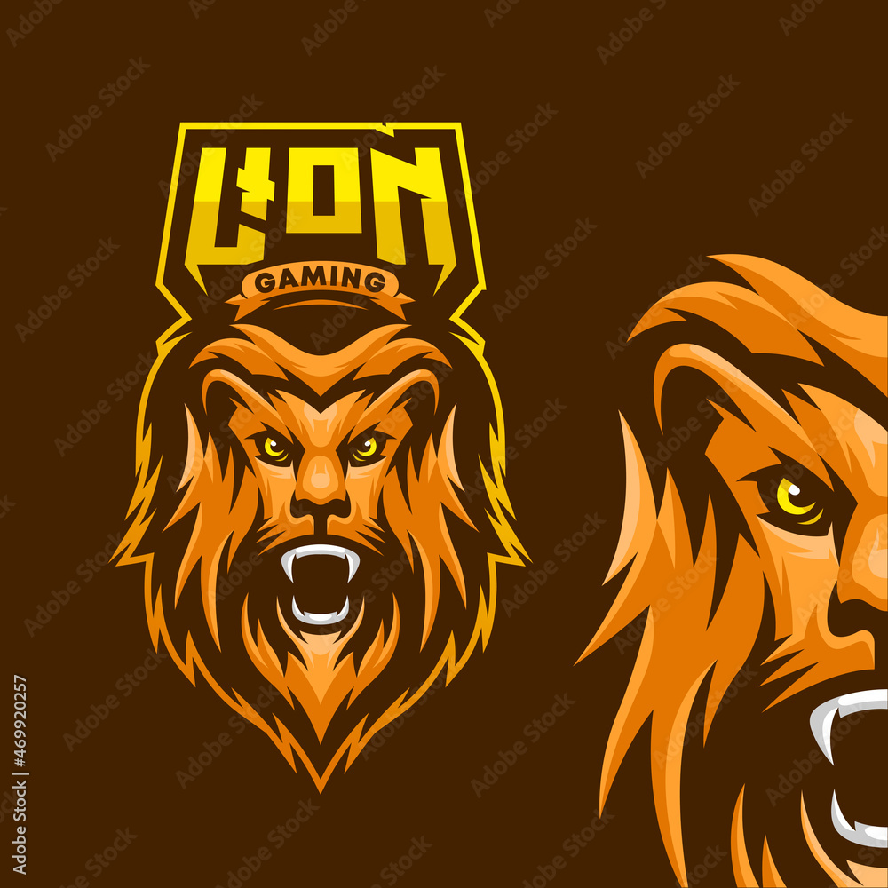 Lion Gaming Esports/Sport Logo Design Mascot Stock Vector | Adobe Stock