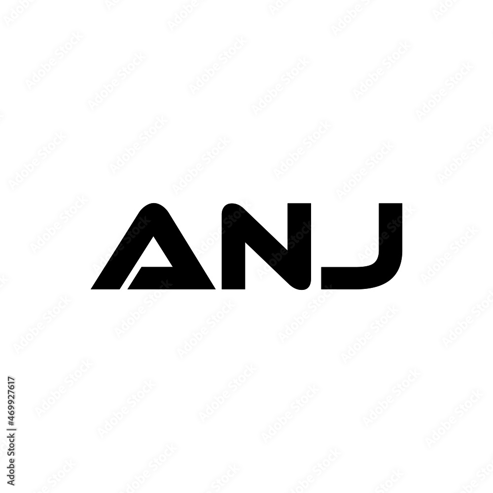 Stock-Vektorgrafik „ANJ letter logo design with black background in ...