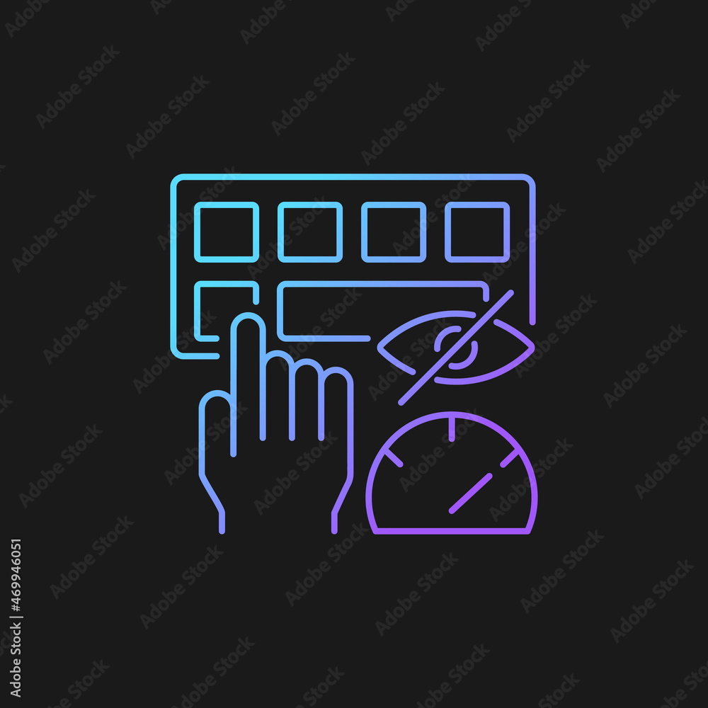 Touch typing gradient vector icon for dark theme. Computer keyboard ...