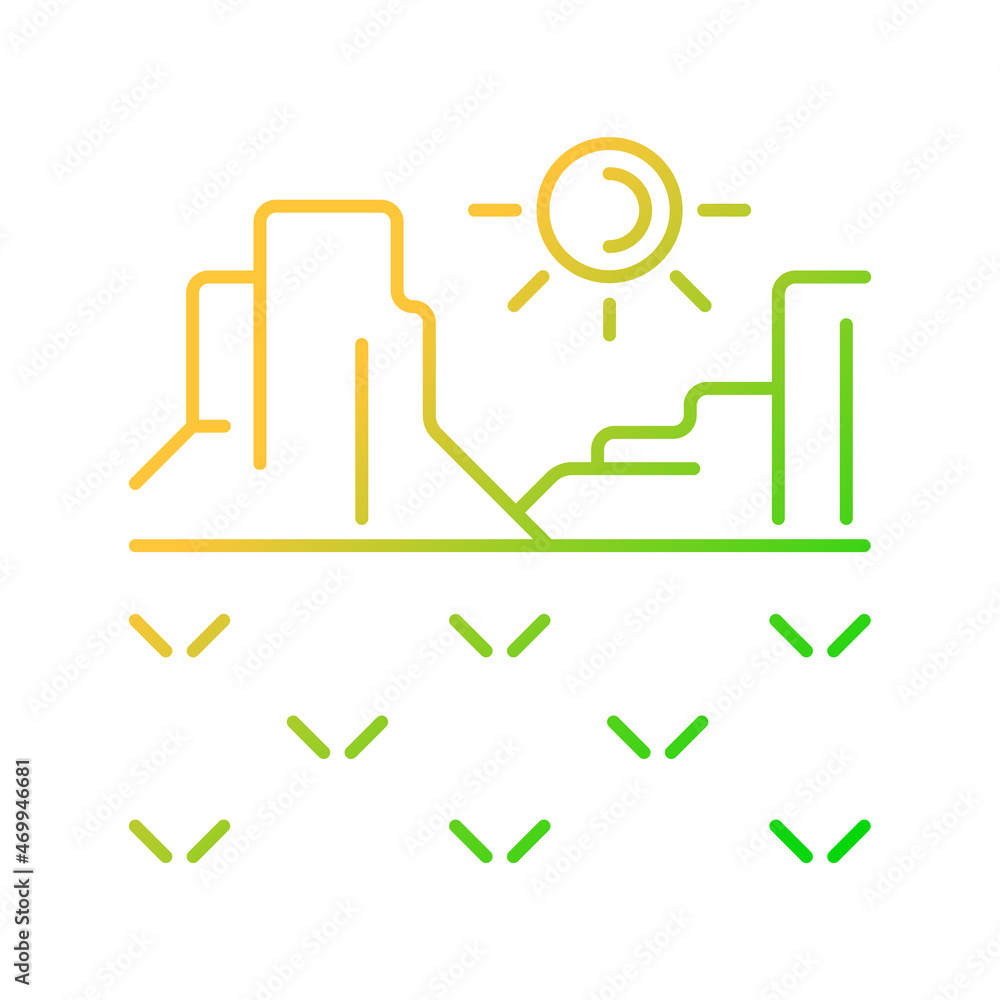 Plateau gradient linear vector icon. Elevated flat terrain. Plain area ...