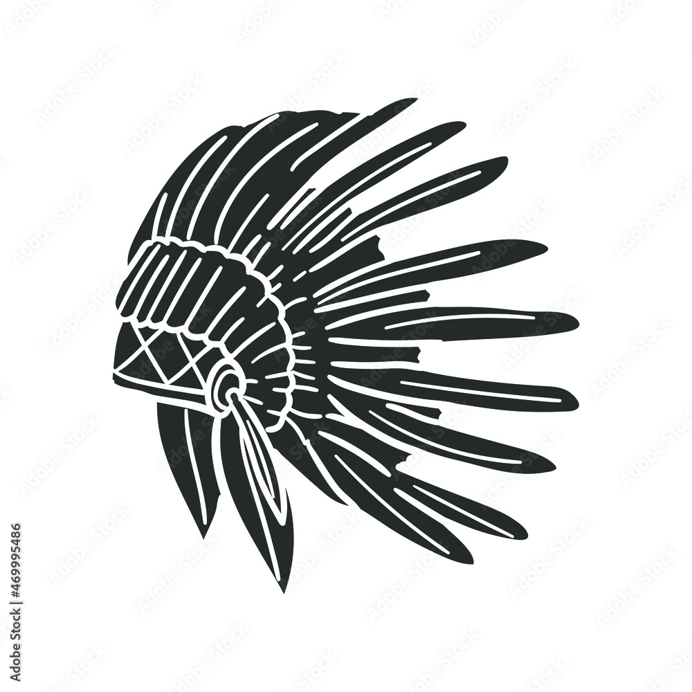 Indian Hat Icon Silhouette Illustration. Native America Vector Graphic ...