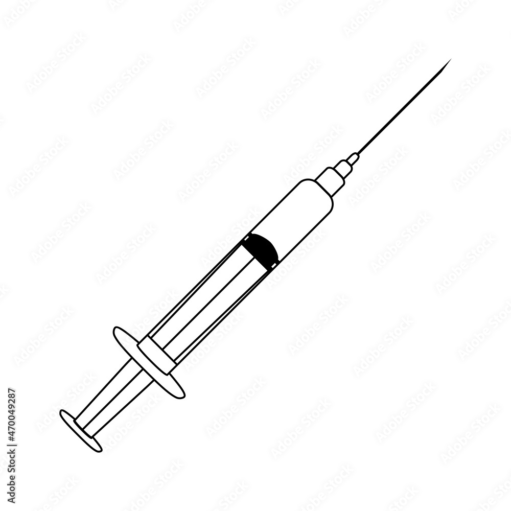 The syringe outlines icon. Device for the introduction of various ...