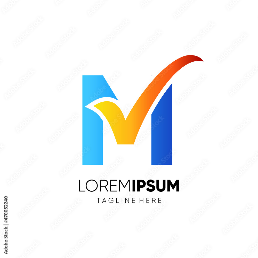 Letter M Tick or Check Mark Logo Design Vector Icon Graphic Emblem ...