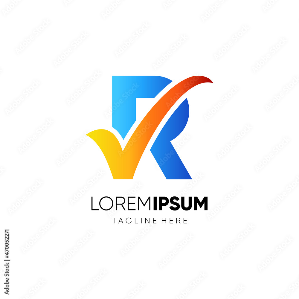 Letter R Tick or Check Mark Logo Design Vector Icon Graphic Emblem ...