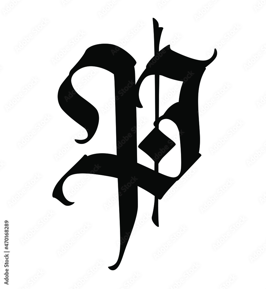 Letter P in the Gothic style. Vector. Alphabet. The symbol is isolated ...