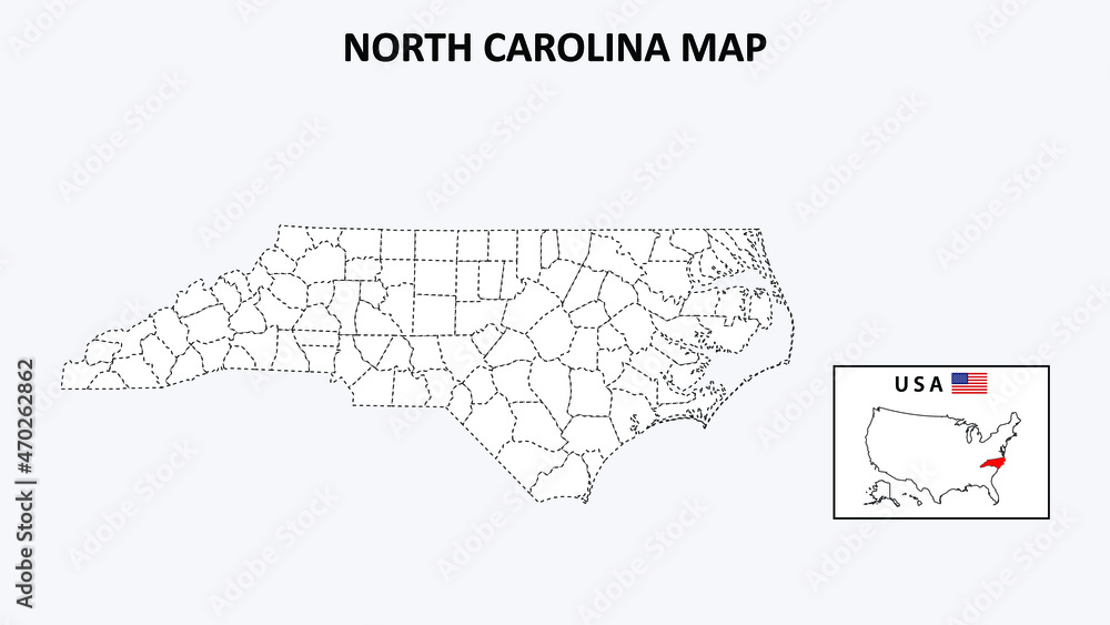 North Carolina Map. State and district map of North Carolina. Political ...