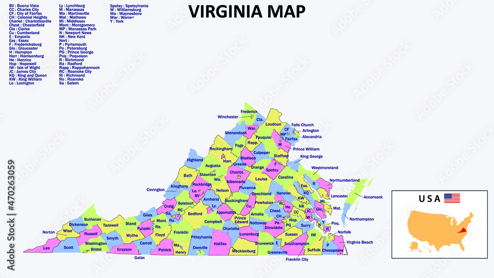 Virginia Map. District map of Virginia in District map of Virginia and ...