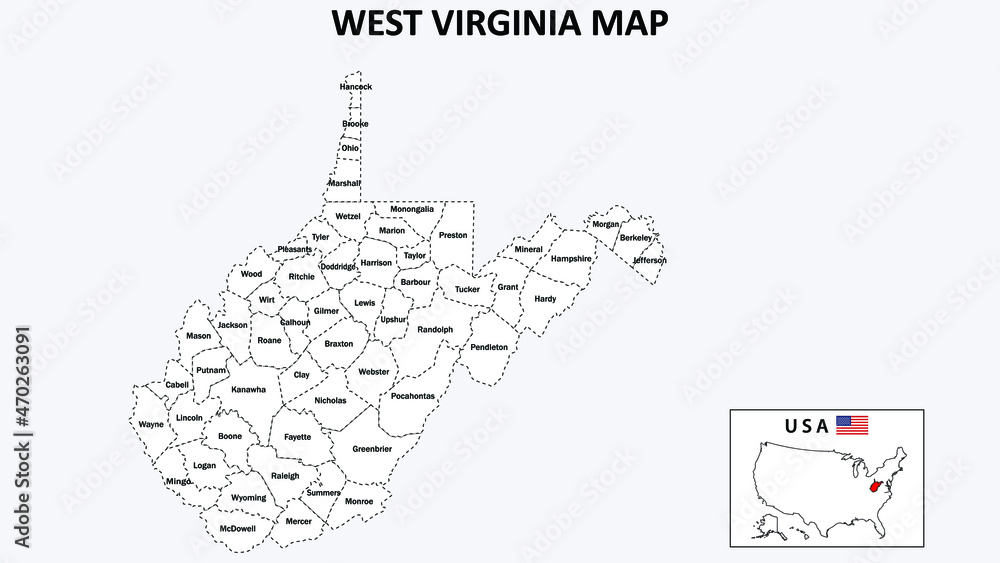 West Virginia Map. State and district map of West Virginia ...