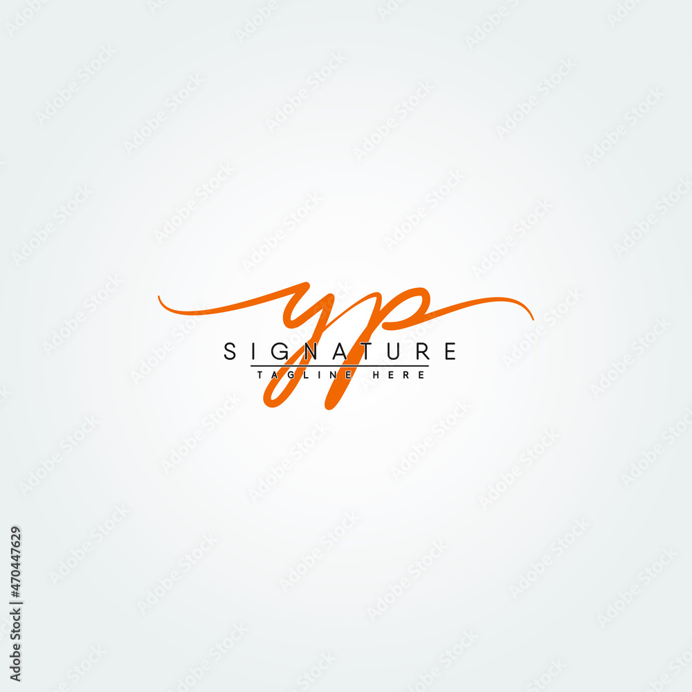 Initial Letter YP Logo - Handwritten Signature Style Logo Stock Vector ...