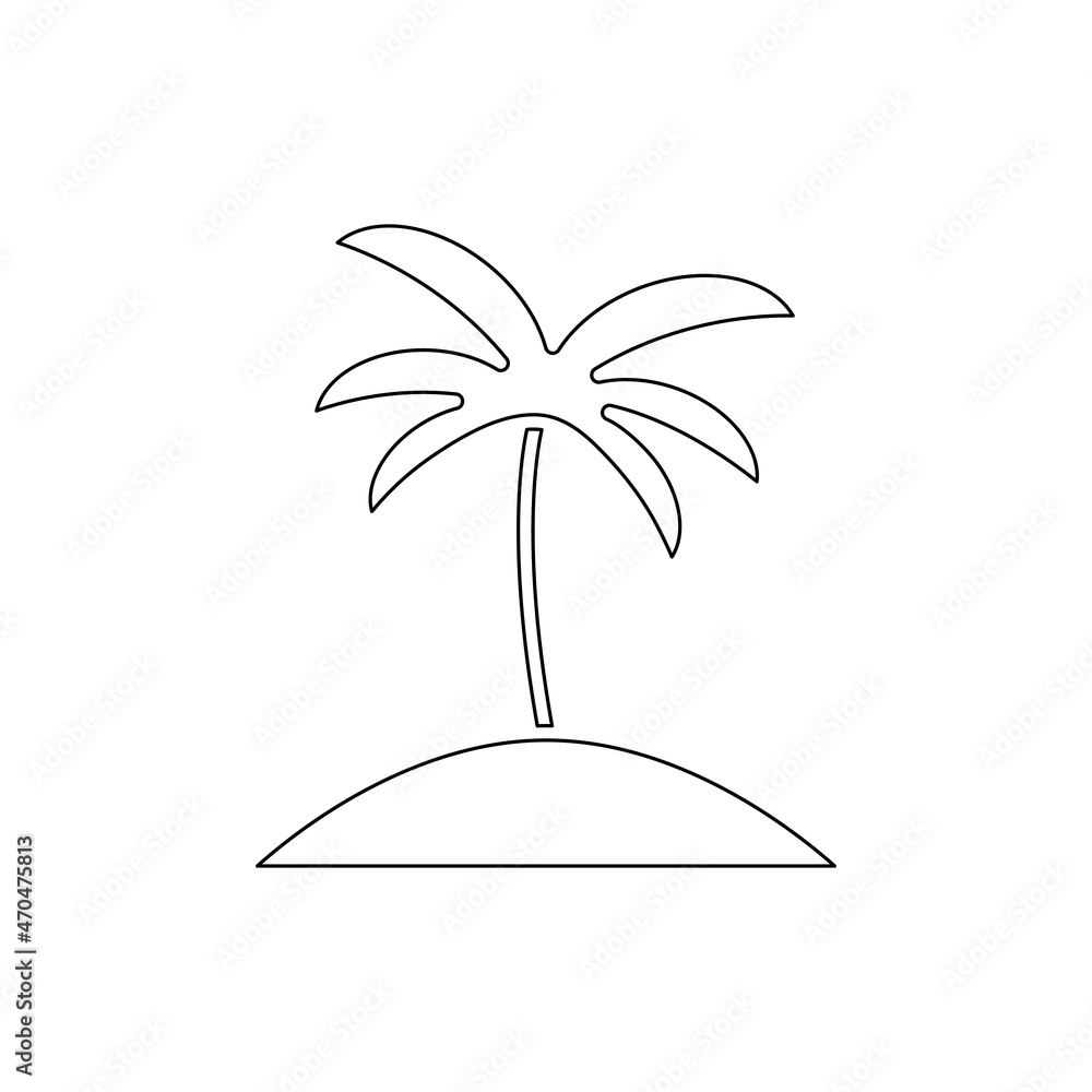 Palm icon. Coconut tree outline. Tropic palm black silhouette. Vector ...