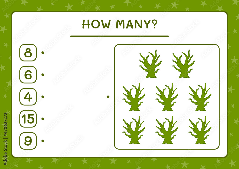 How many Dead Tree, game for children. Vector illustration, printable ...
