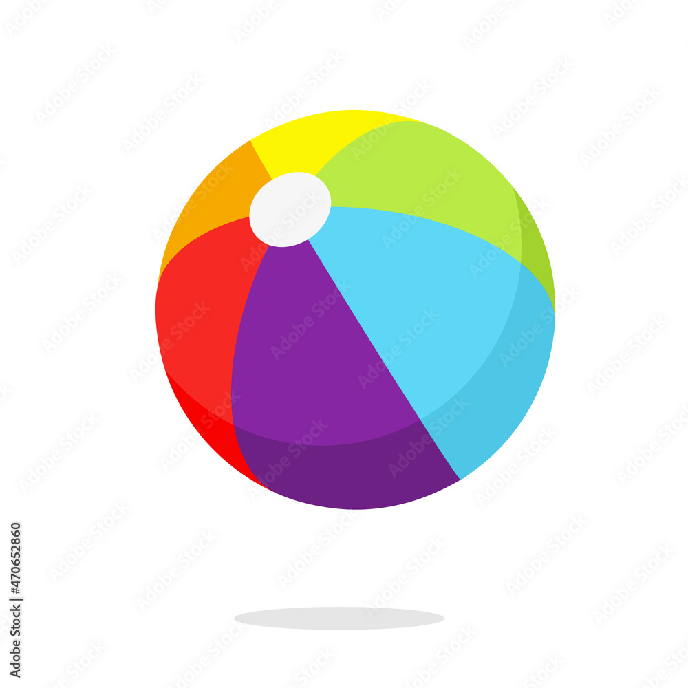Rainbow beach ball cartoon icon. Clipart image isolated on white ...