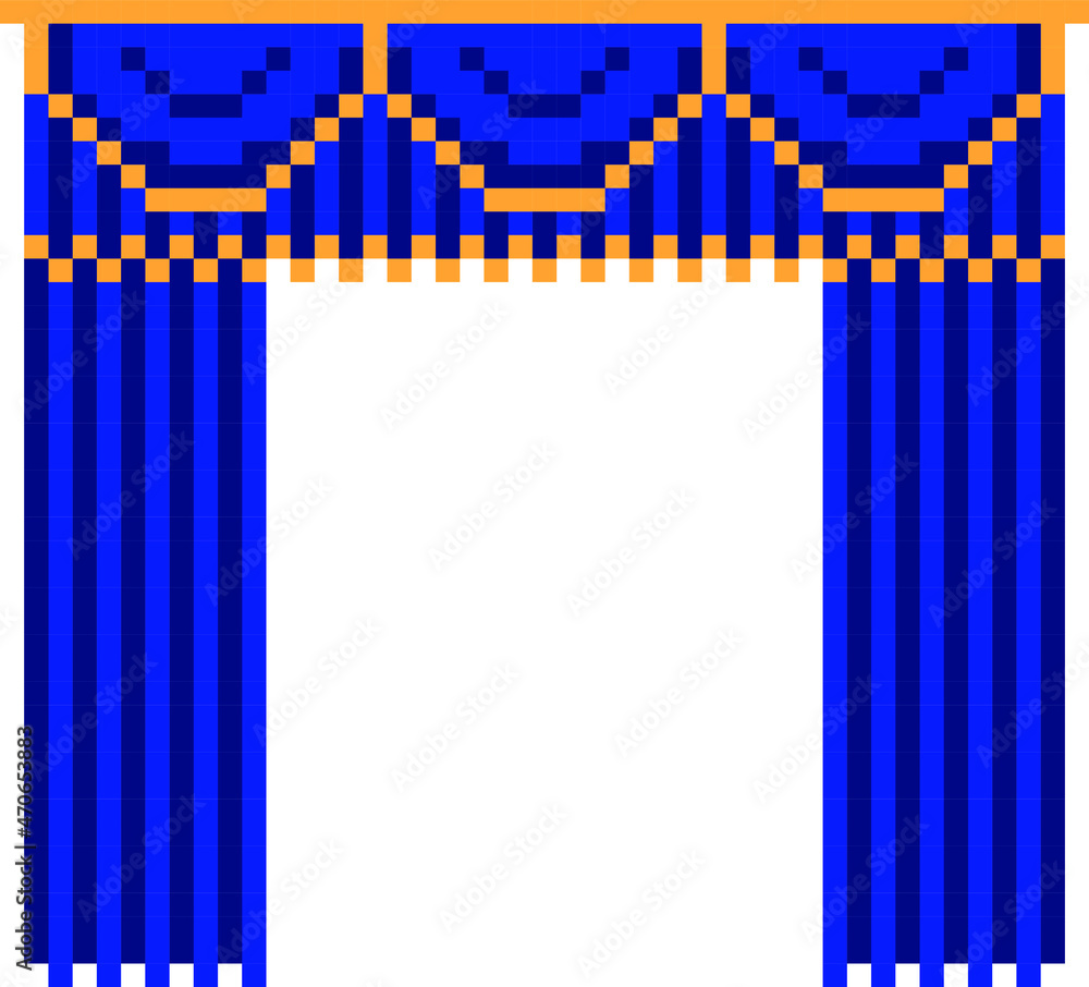 Curtains Pixel Art isolated on white Background. Pixel art. Vector ...