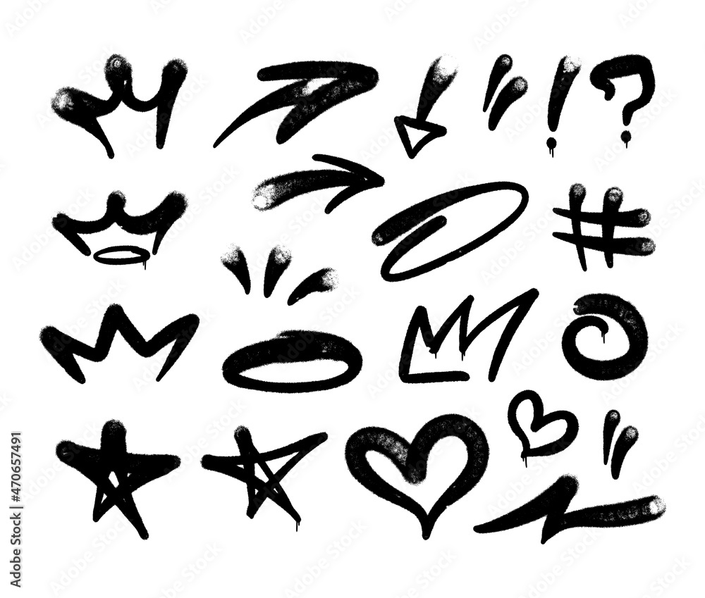 multicolored graffiti elements set spray paint Stock Vector | Adobe Stock