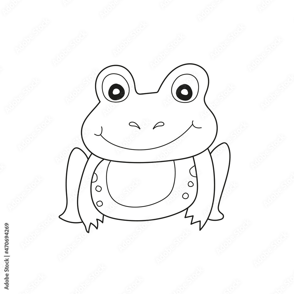 Simple coloring page. Vector illustration Cute Frog. Isolated on white ...