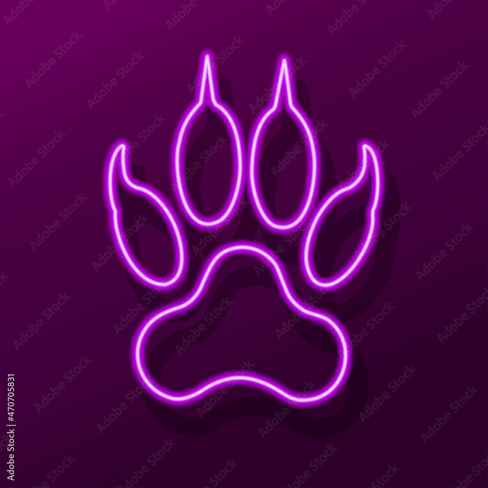 paw print neon sign, modern glowing banner design, colorful modern ...