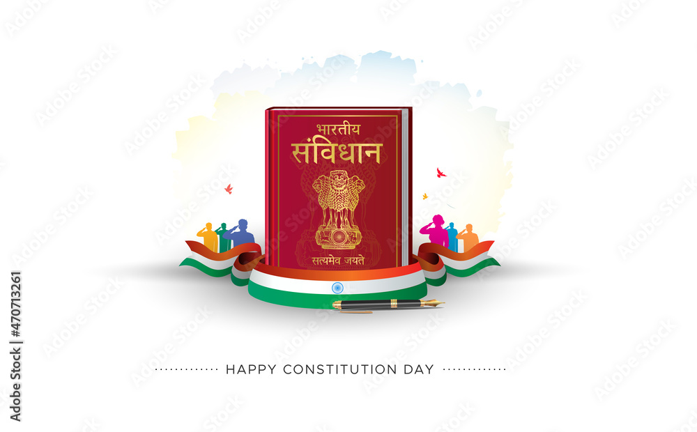 Indian constitution day samvidhan divas hindi typography. People ...