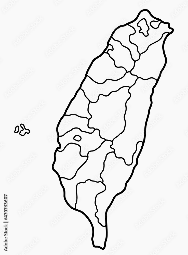 doodle freehand drawing of taiwan map. Stock Vector | Adobe Stock