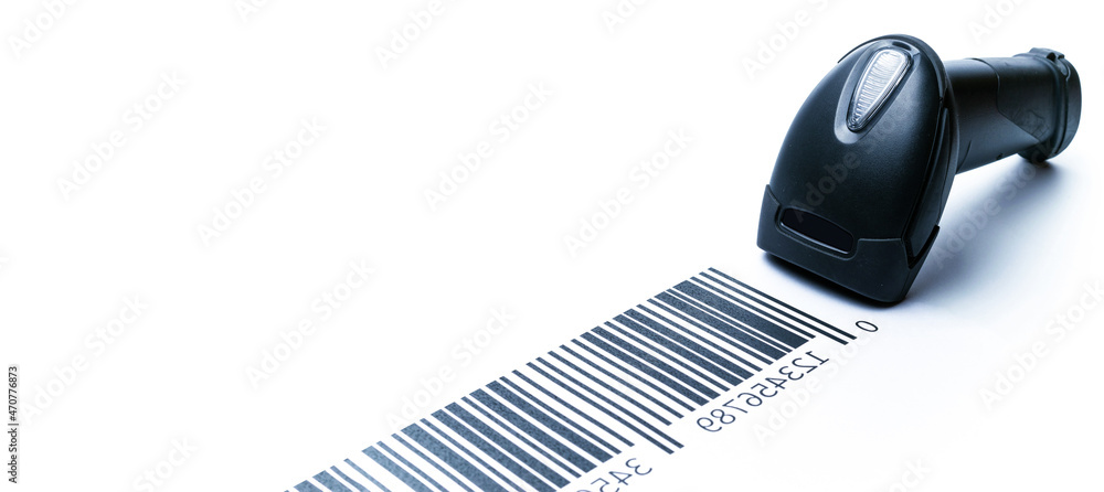 Barcode concept. Retail label barcode scan. Reader laser scanner for ...