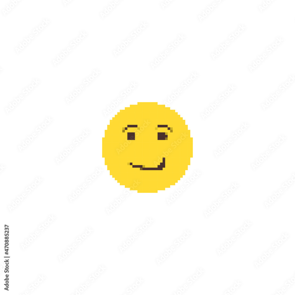smug emoticon pixel art icon Stock Vector | Adobe Stock