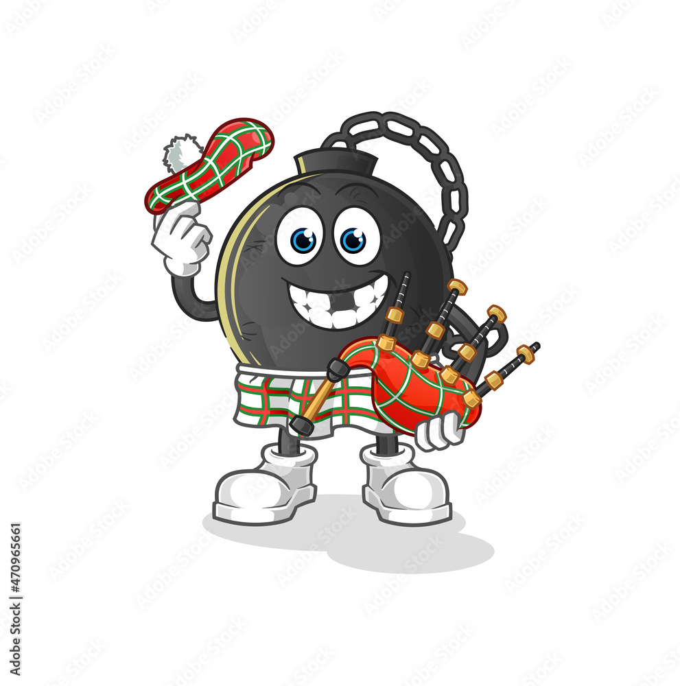 prison ball scottish with bagpipes vector. cartoon character Stock ...