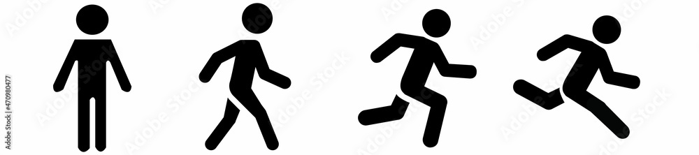 Stick figure walk and run. Running animation. Posture stickman. People ...