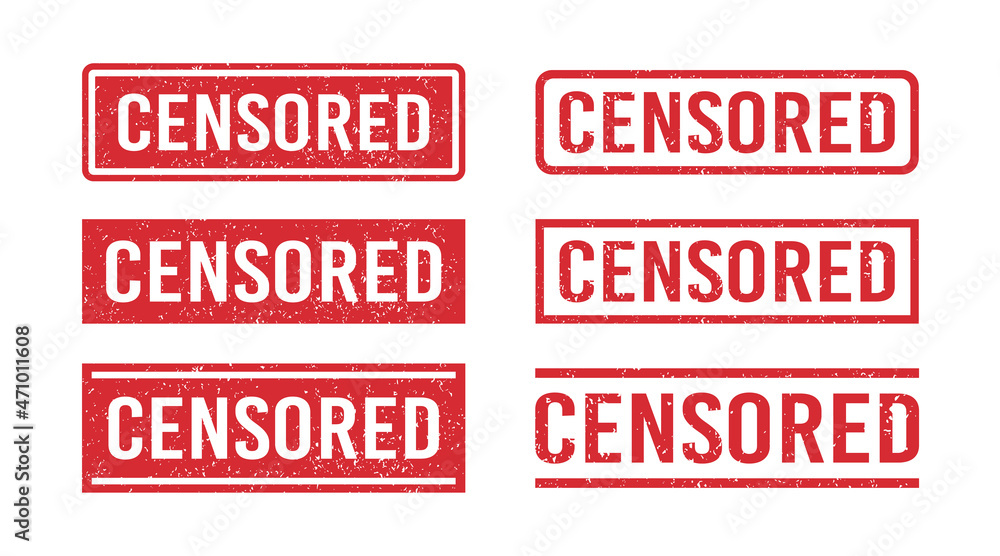 Grunge red censored word rubber stamp. Censor control security sign ...