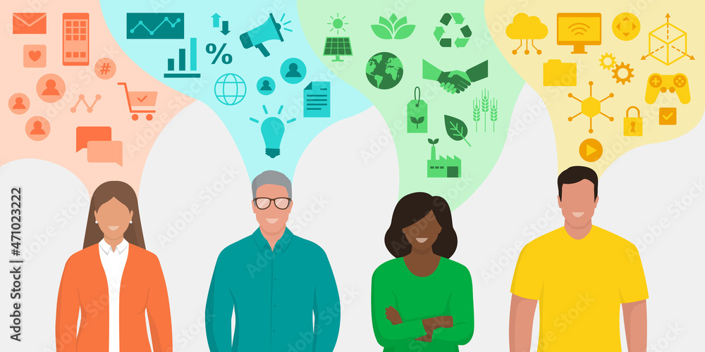 Group of people and different interests Stock Vector | Adobe Stock