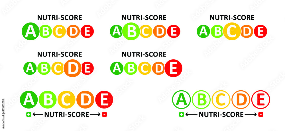 Nutri-score system for health care packaging design. recognizable food ...