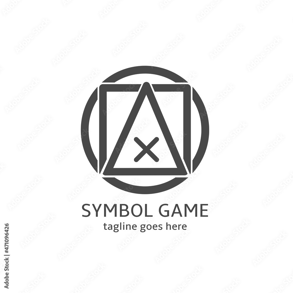 game logo, round, square, triangle and x button symbol design, Stock ...