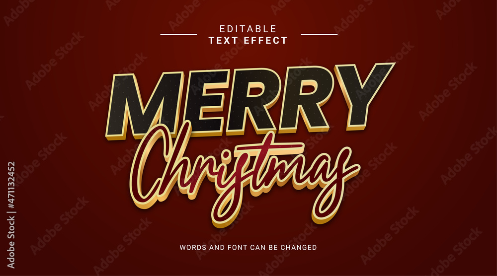 Merry Christmas text effect editable modern style color Stock Vector ...