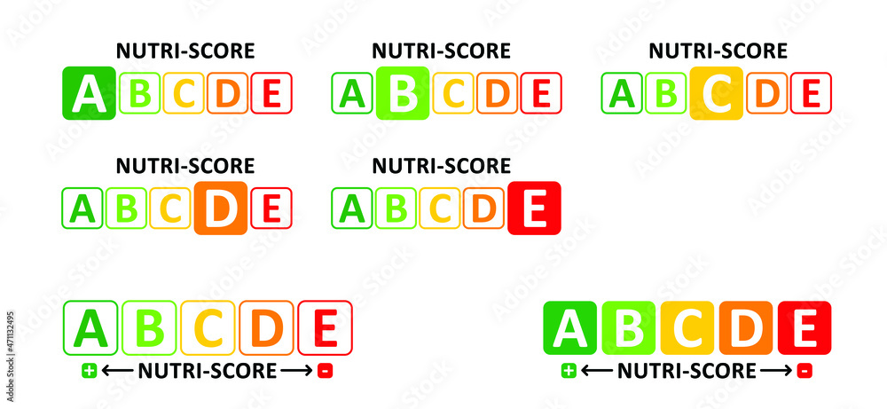 Nutri-score system for health care packaging design. recognizable food ...