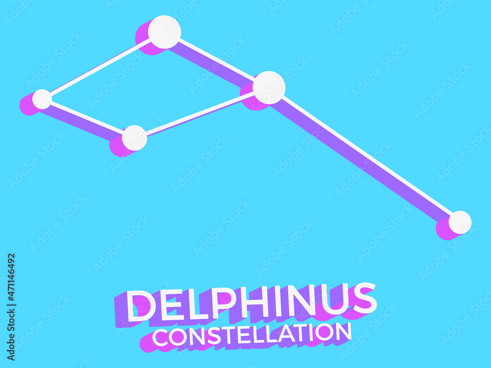 Delphinus constellation 3d symbol. Constellation icon in isometric ...