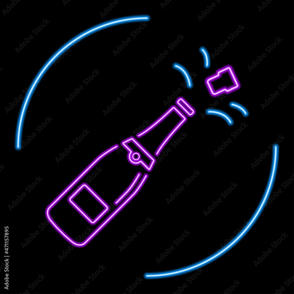 champagne bottle neon sign, modern glowing banner design, colorful ...