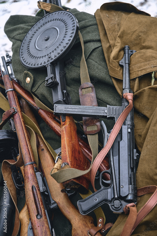 firearms, submachine gun, machine gun and rifles Stock Photo | Adobe Stock