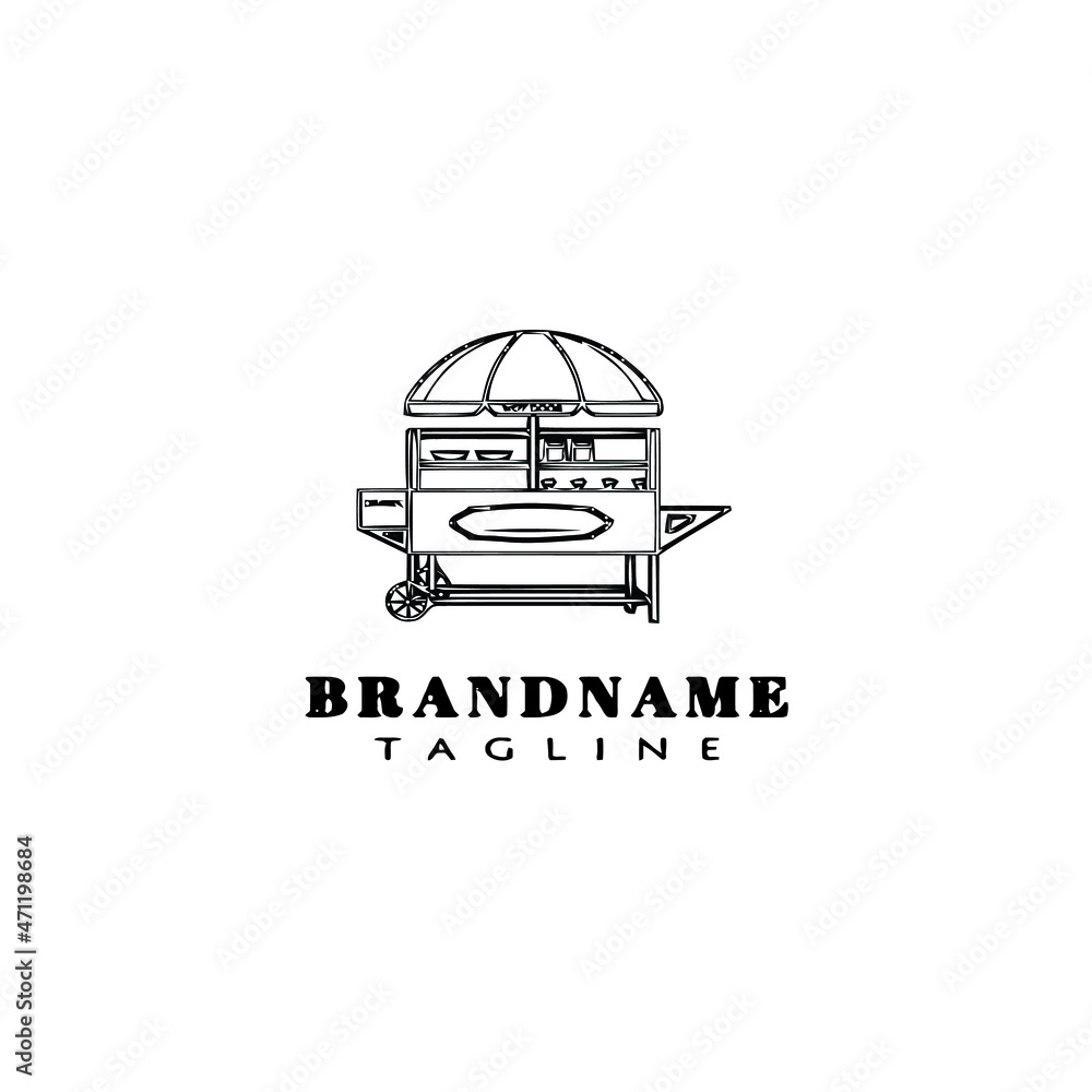food cart logo cartoon icon design template black isolated vector ...
