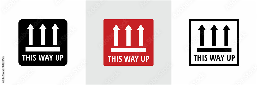 This way up symbol icon set. This way up sign for sticker and cardboard ...
