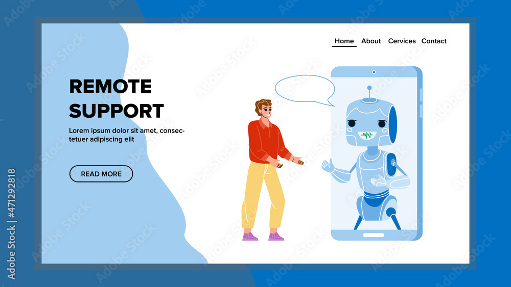 Remote Support For Solve Customer Problem Vector. Man Communicate With ...