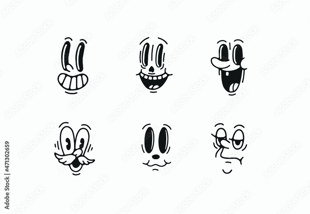 Image vectorielle Stock old cartoon mascot character elements ...